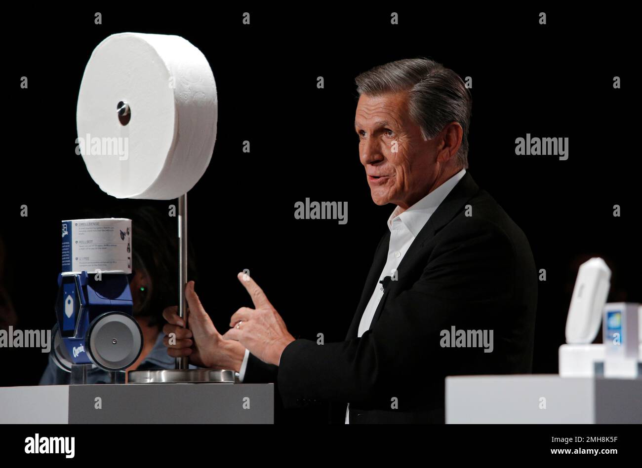Procter & Gamble Chief Brand Officer Marc Pritchard shows off the Charmin Forever Roll and the ...