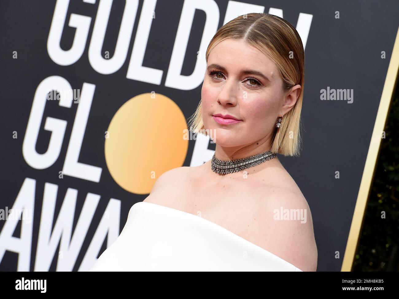 Greta Gerwig arrives at the 77th annual Golden Globe Awards at the ...