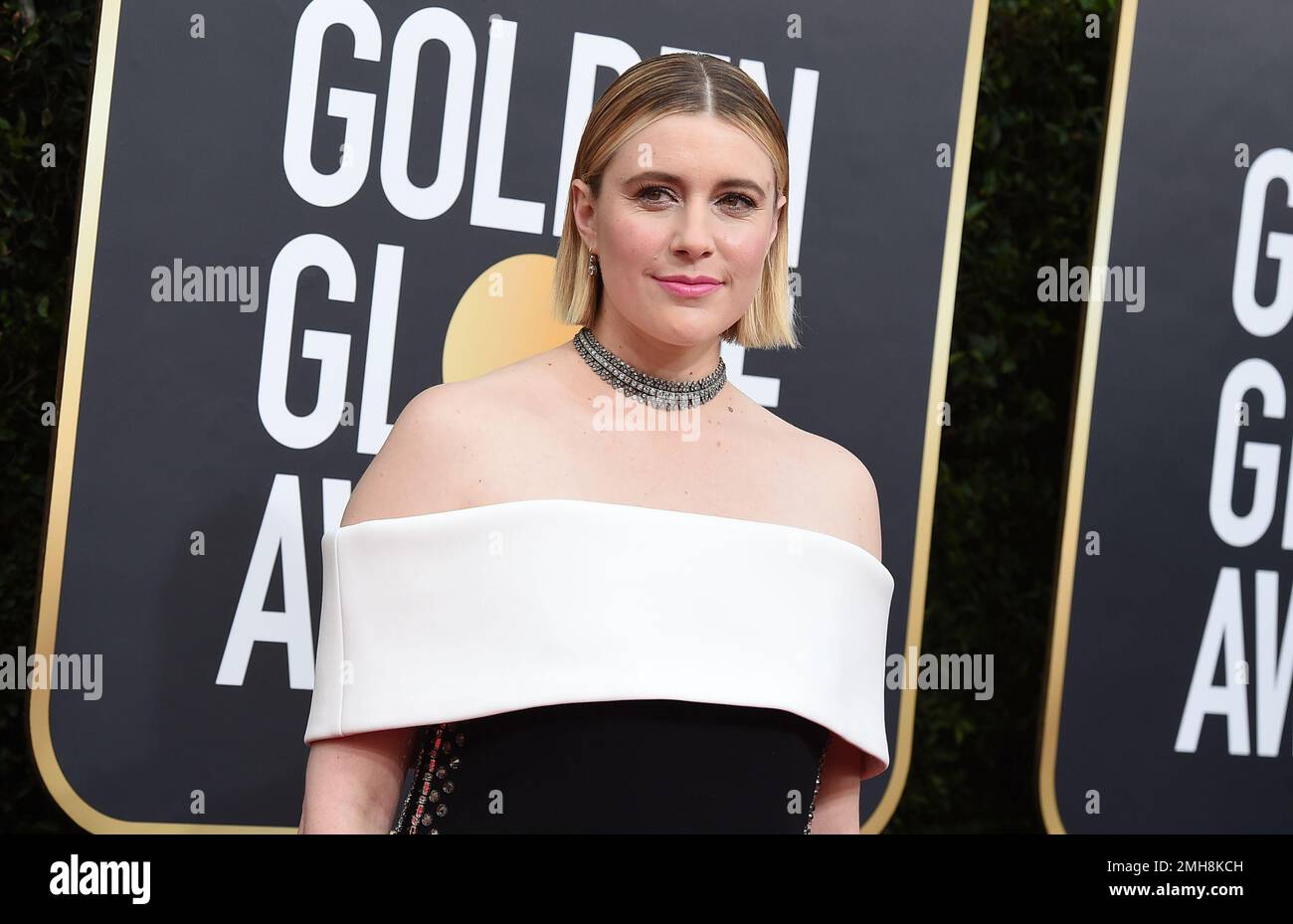 Greta Gerwig arrives at the 77th annual Golden Globe Awards at the ...