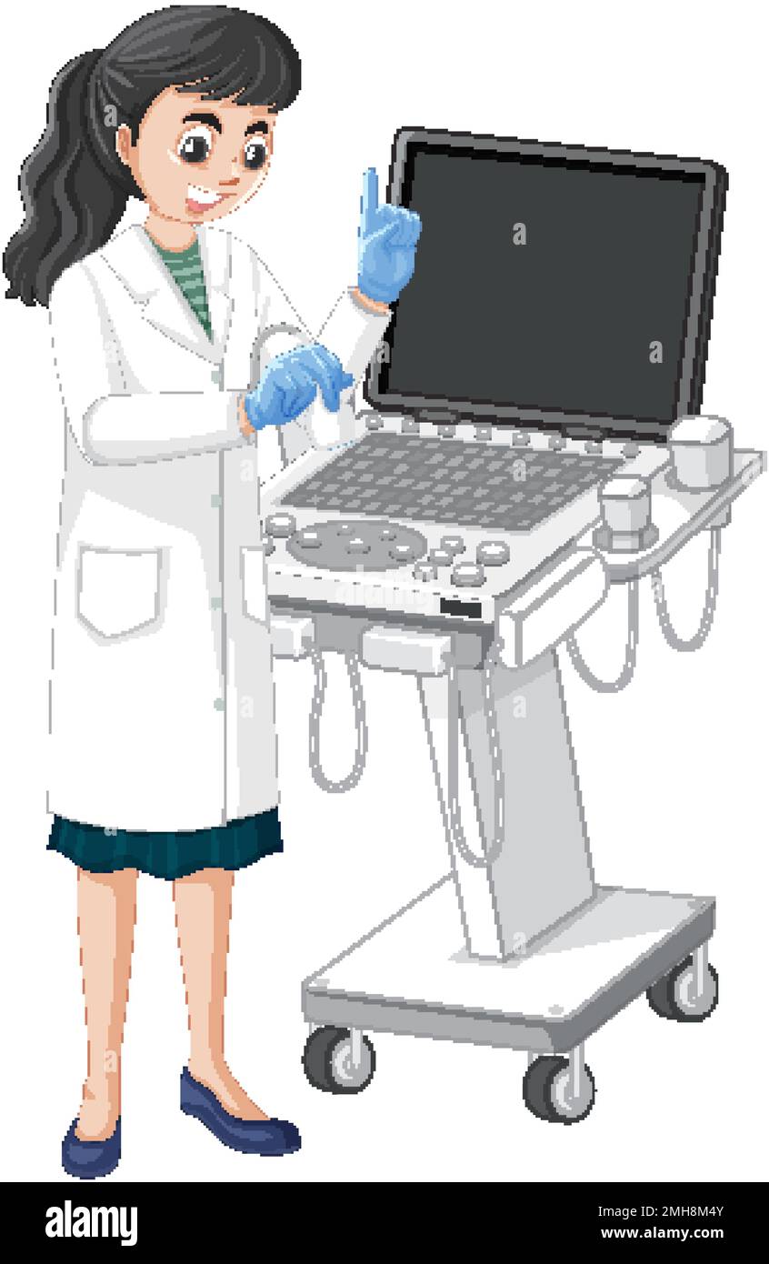 Doctor using ultrasound scanning machine illustration Stock Vector ...
