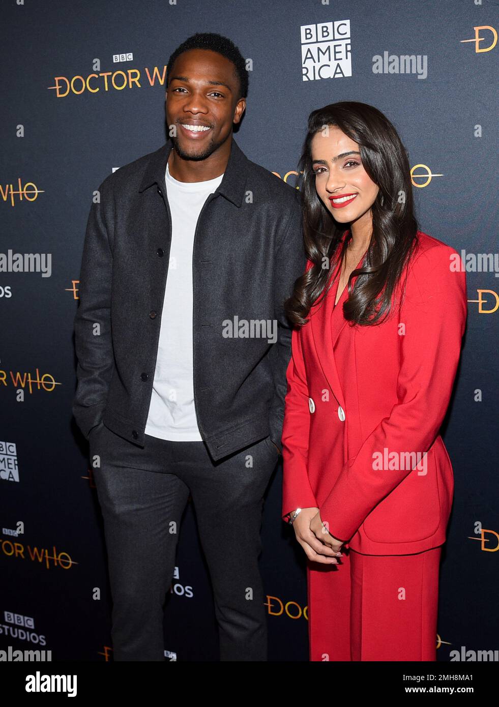 British actors Tosin Cole, left, and Mandip Gill attend a special ...