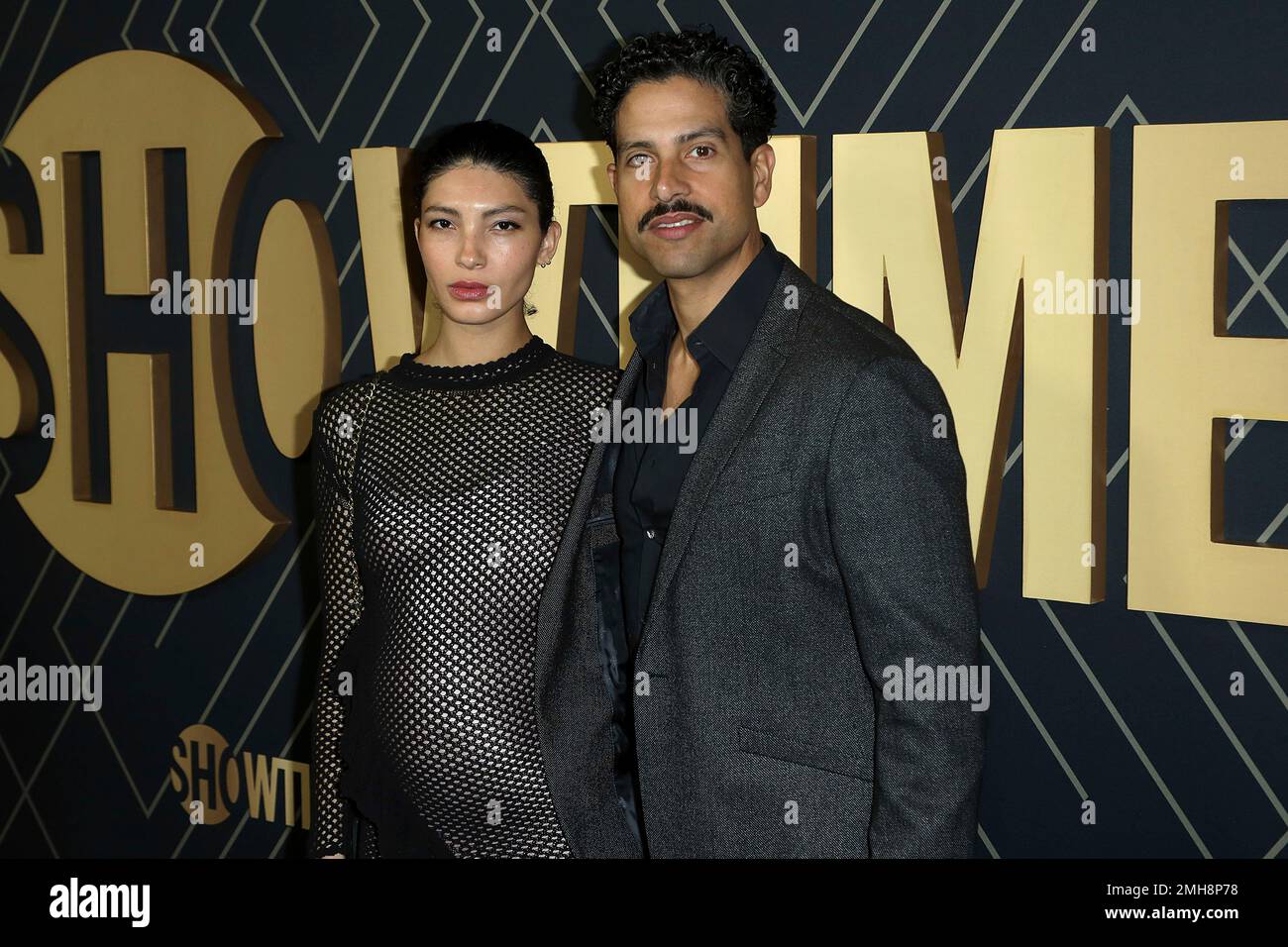 Grace Gail, left, and Adam Rodriguez attend the 2020 Showtime Golden ...