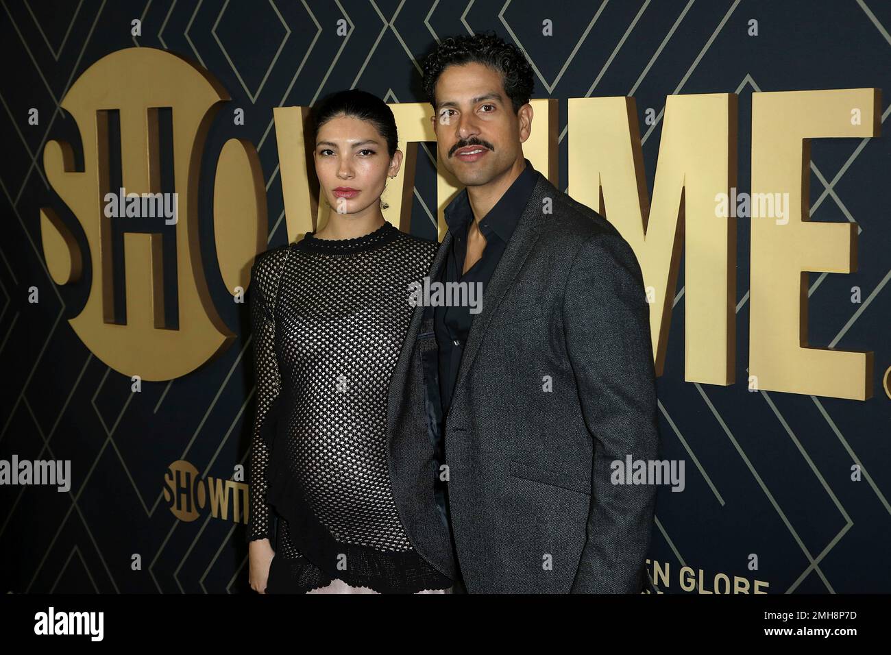 Grace Gail, left, and Adam Rodriguez attend the 2020 Showtime Golden ...