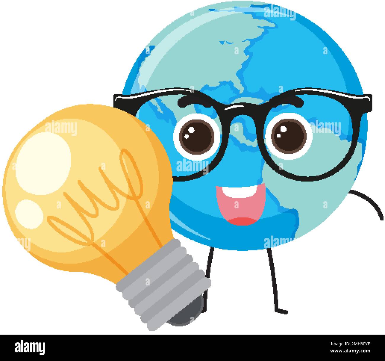 Cartoon earth globe with light bulb vector illustration Stock Vector ...