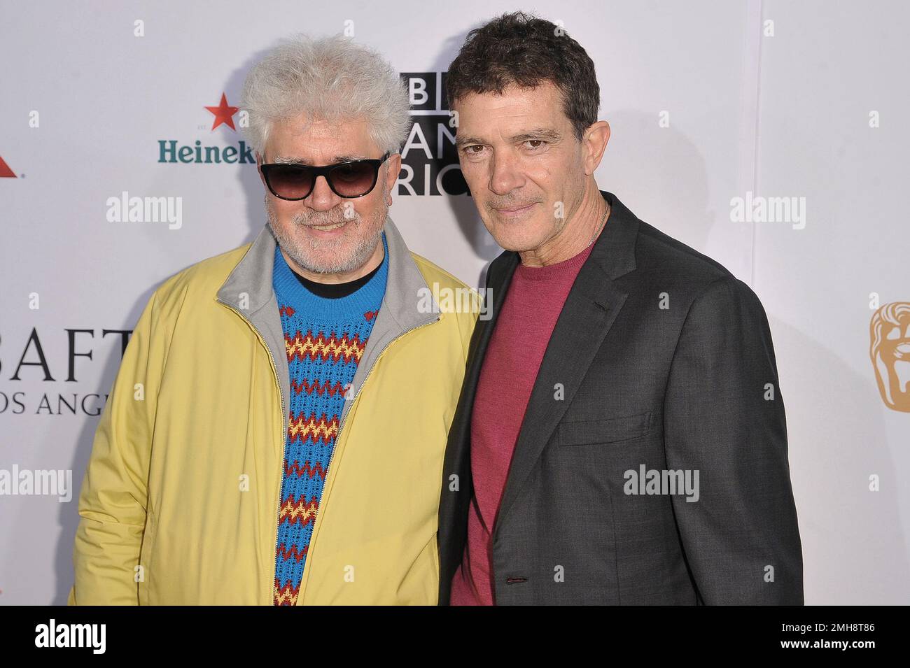 Pedro Almodovar, left, and Antonio Banderas attend the BAFTA Tea Party ...