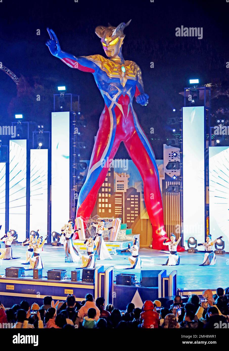 SHANGHAI, CHINA - JANUARY 20, 2023 - A giant Ultraman sculpture is seen ...