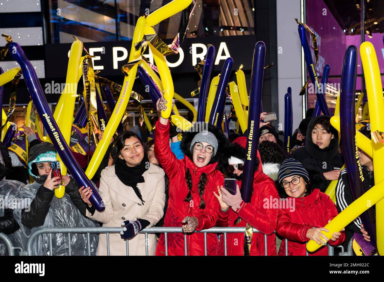 Revelers cheer as they wait in Times Square for the New Year's Eve ...