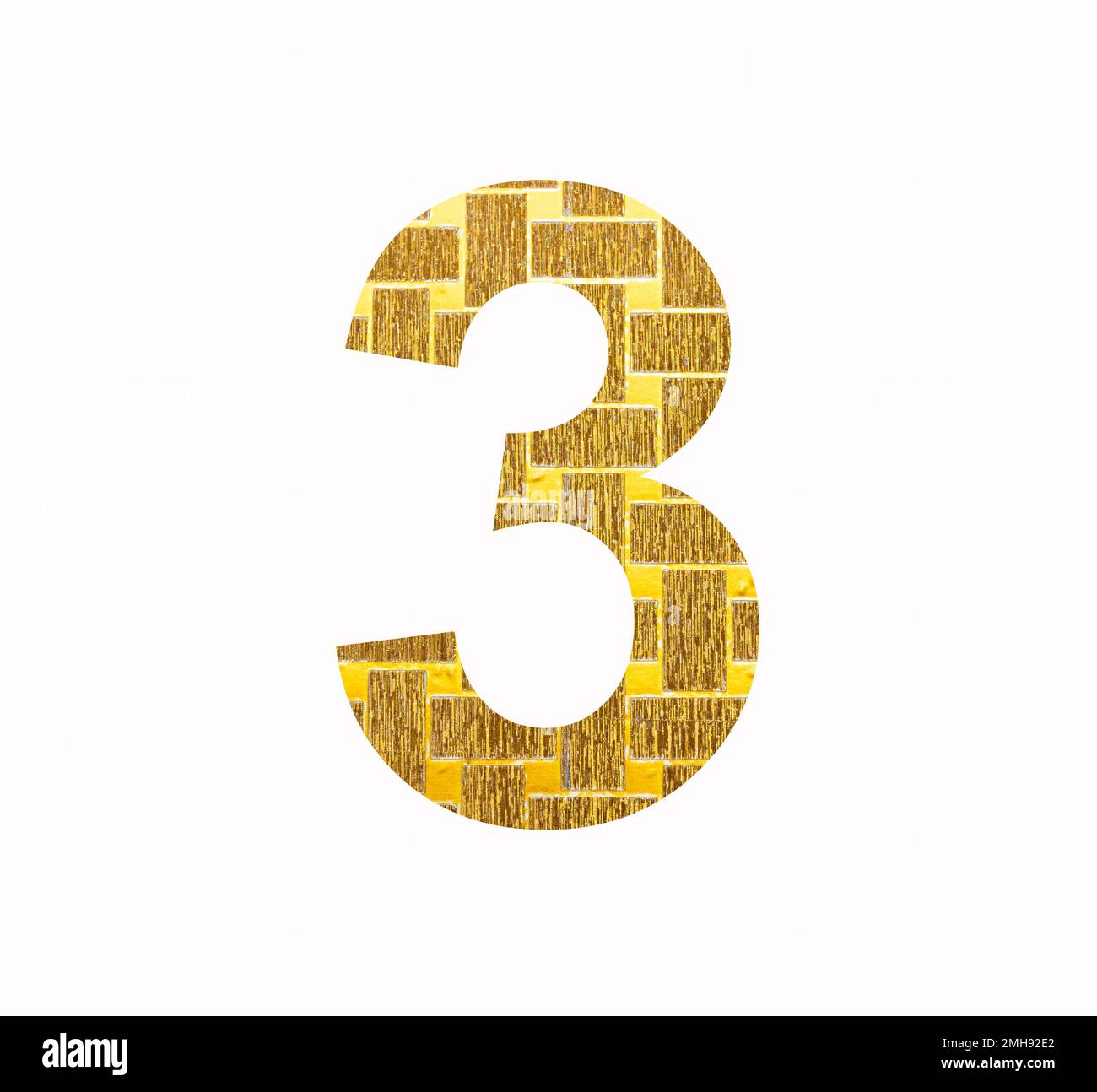 Number three in gold shiny textured paper Stock Photo - Alamy