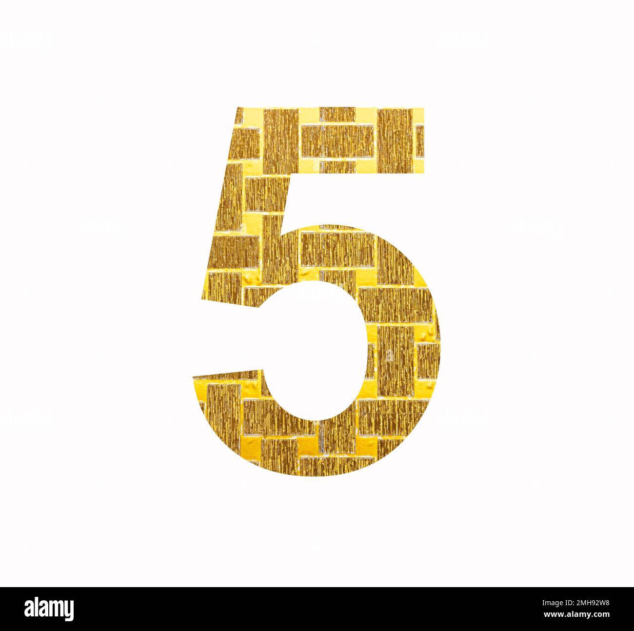 Number five in gold shiny textured paper Stock Photo - Alamy