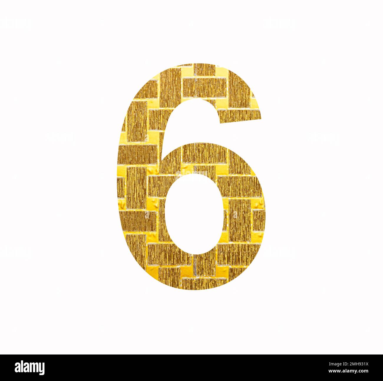 Number six in gold shiny textured paper Stock Photo - Alamy
