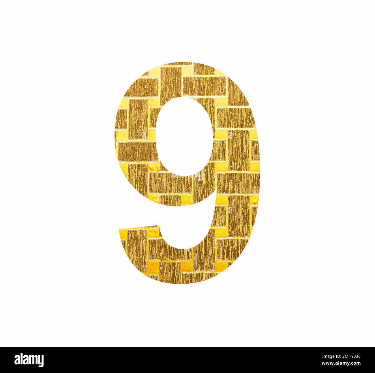 Number nine in gold shiny textured paper Stock Photo - Alamy