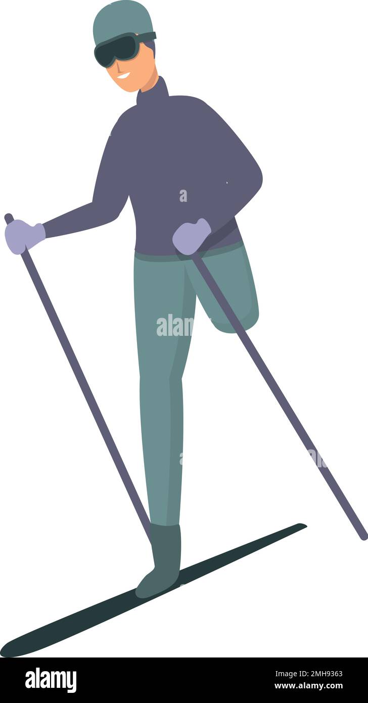 Disabled ski sport icon cartoon vector. Life training. Physical ...