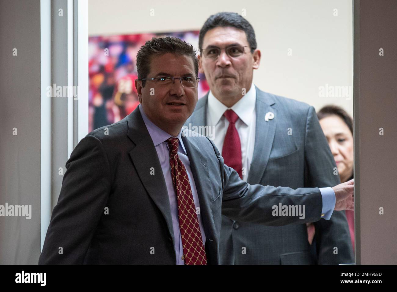 Washington Redskins owner Dan Snyder, left, arrives with new head coach ...
