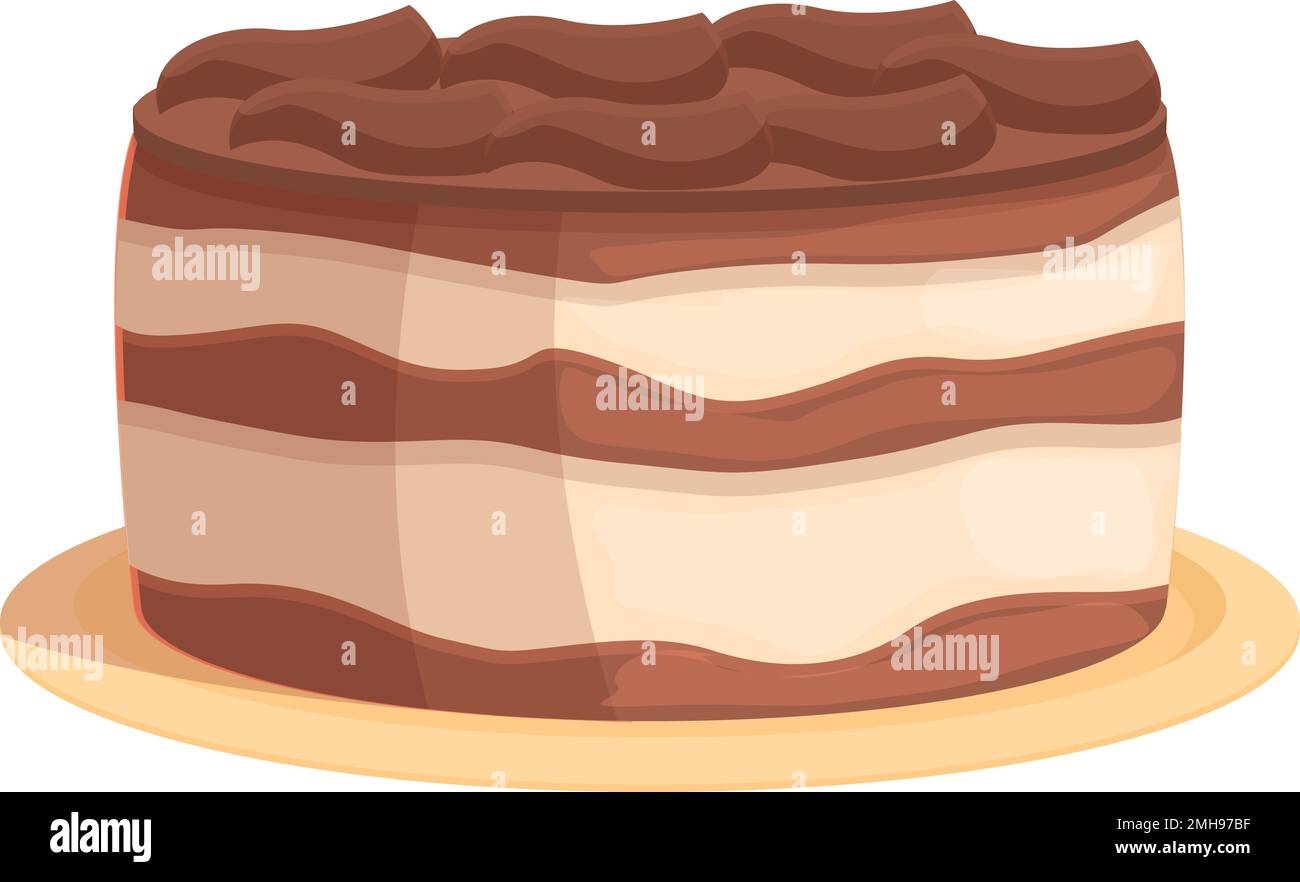 Chocolate tiramisu icon cartoon vector. Cake dessert. Cream food Stock ...