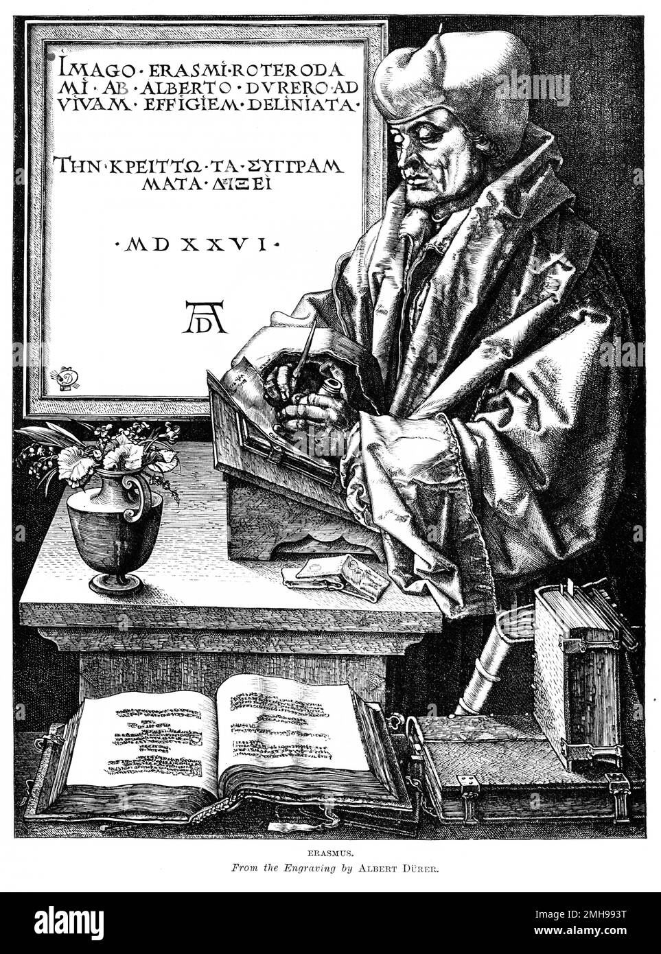 Engraving of Erasmus of Rotterdam by Albrecht Durer Stock Photo - Alamy