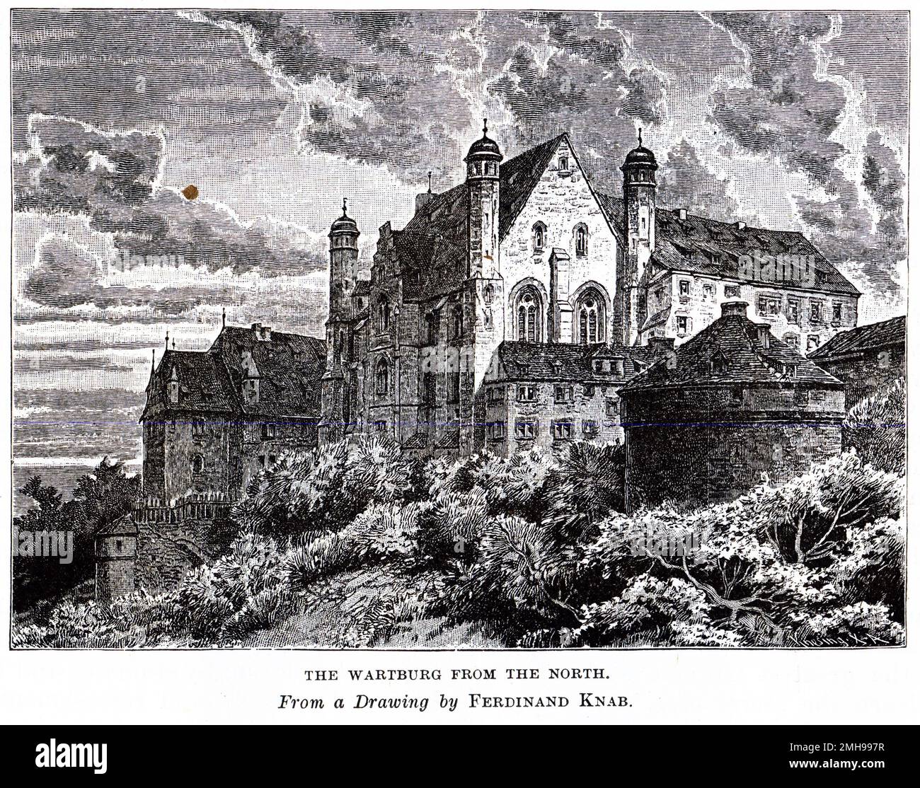 Engraving of Wartburg Castle from the north, Luther's hiding place ...