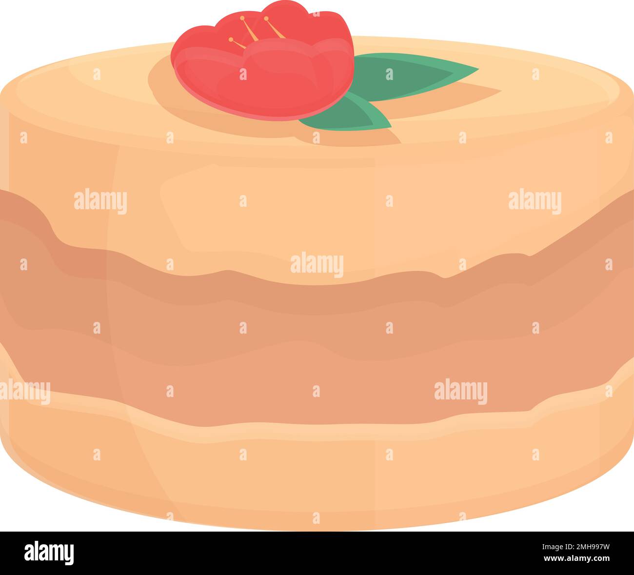 Red flower wedding cake icon cartoon vector. Pie party. Cream design ...
