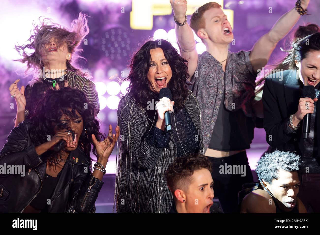 Alanis Morisette performs on stage at the Times Square New Year's Eve ...