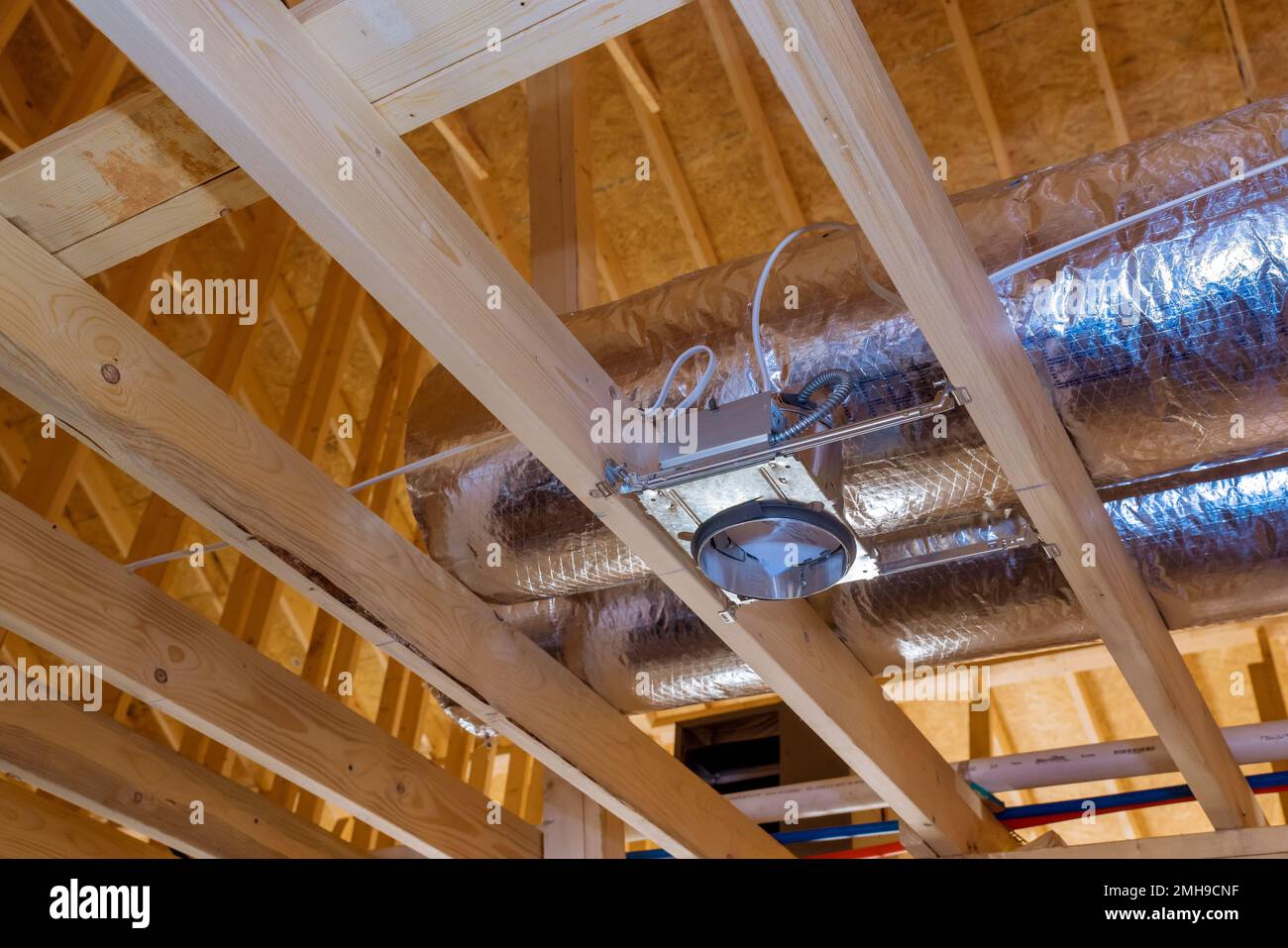Ceiling inside new stick built home process of being built has ...