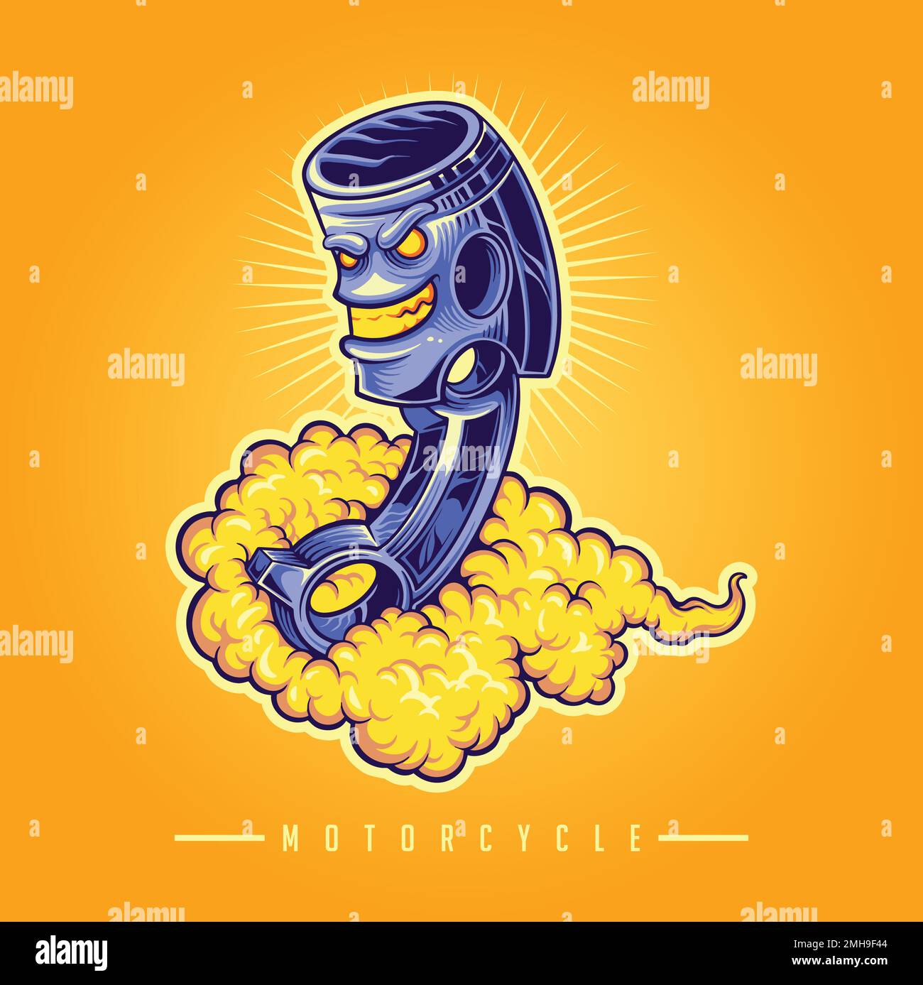 Angry racing piston with smoke effect illustration vector illustrations ...