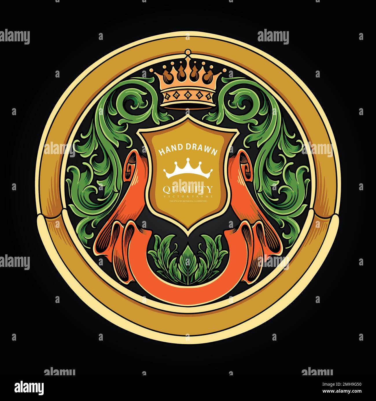 Classic luxury label swirls floral ornament illustration vector ...