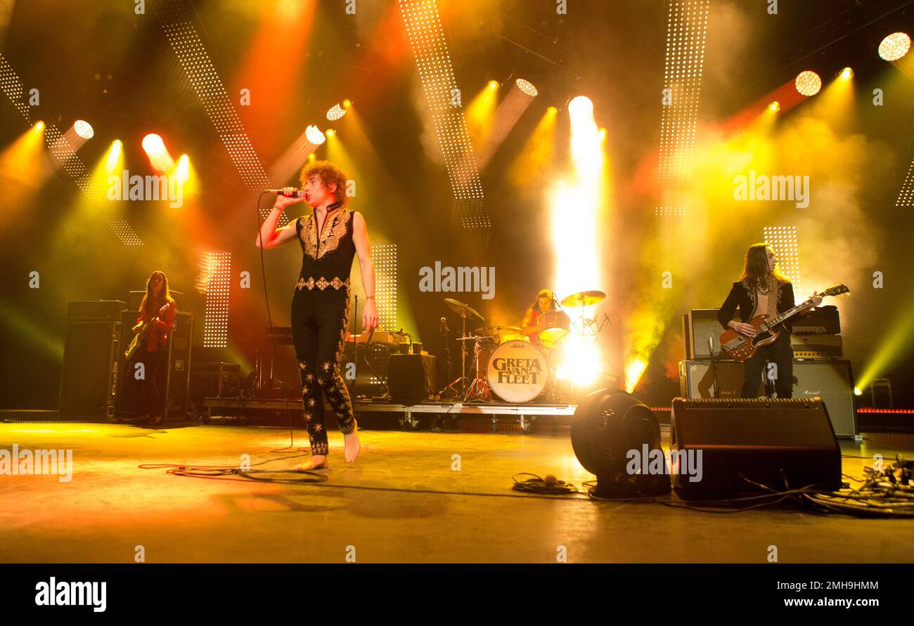 Sam Kiszka, from left, Josh Kiszka, Danny Wagner and Jake Kiszka of the ...