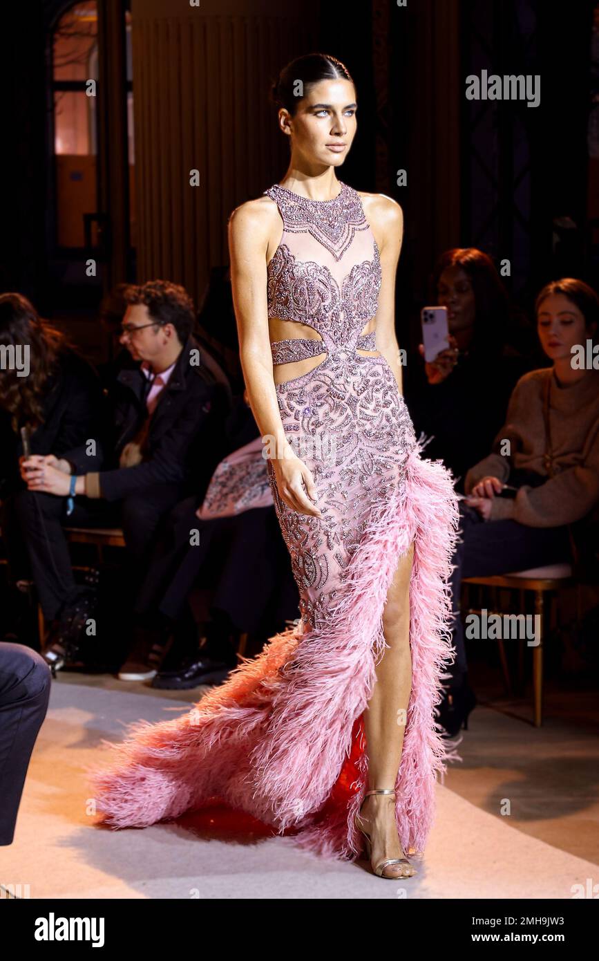 A model walk the runway of Zuhair Murad show during Paris Fashion Week ...