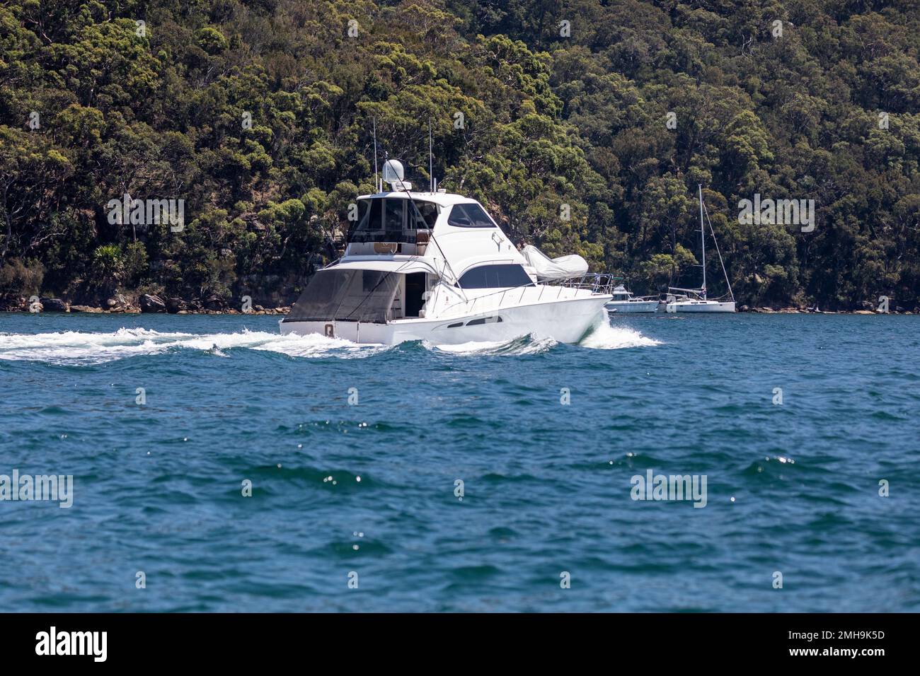 Pittwater Sydney, Australia. Large luxury motor yacht cruising on ...