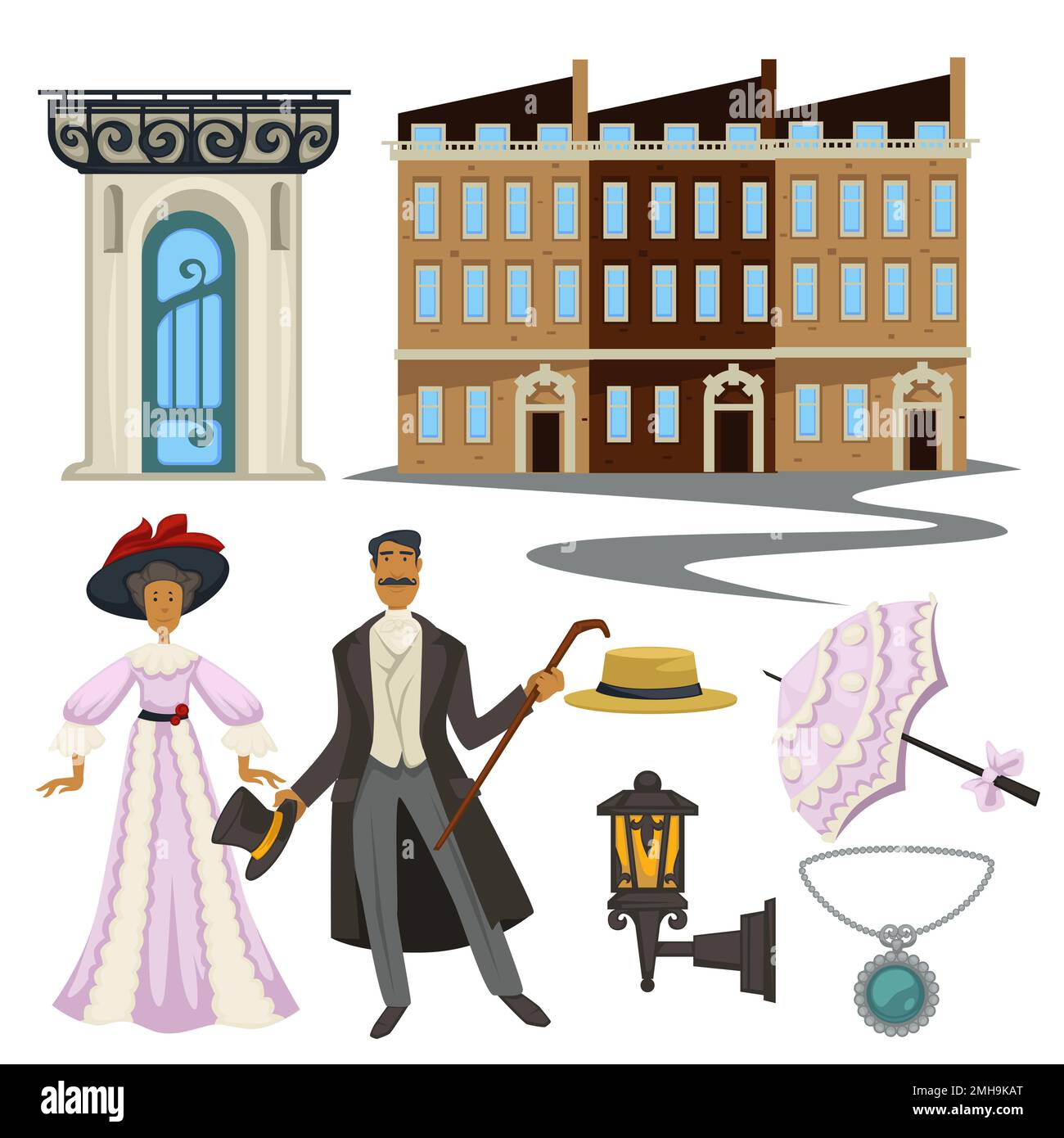 Victorian fashion costume Stock Vector Images - Alamy