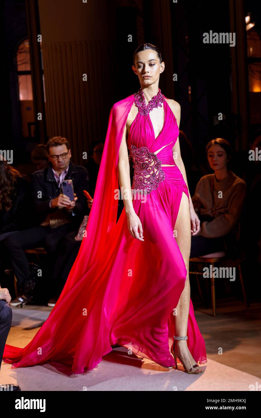 A model walk the runway of Zuhair Murad show during Paris Fashion Week ...