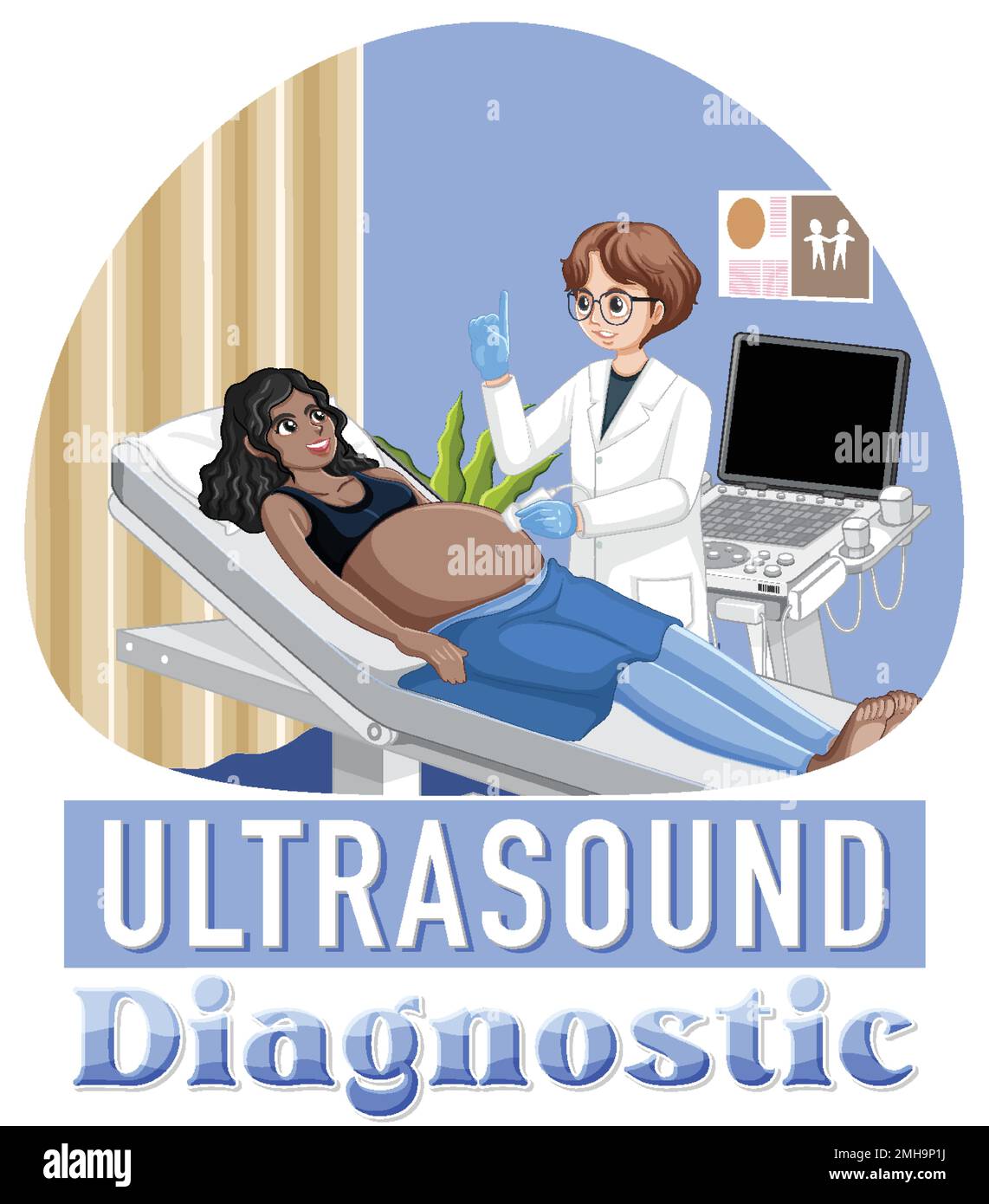 Ultrasound in pregnancy for banner or poster design illustration Stock ...