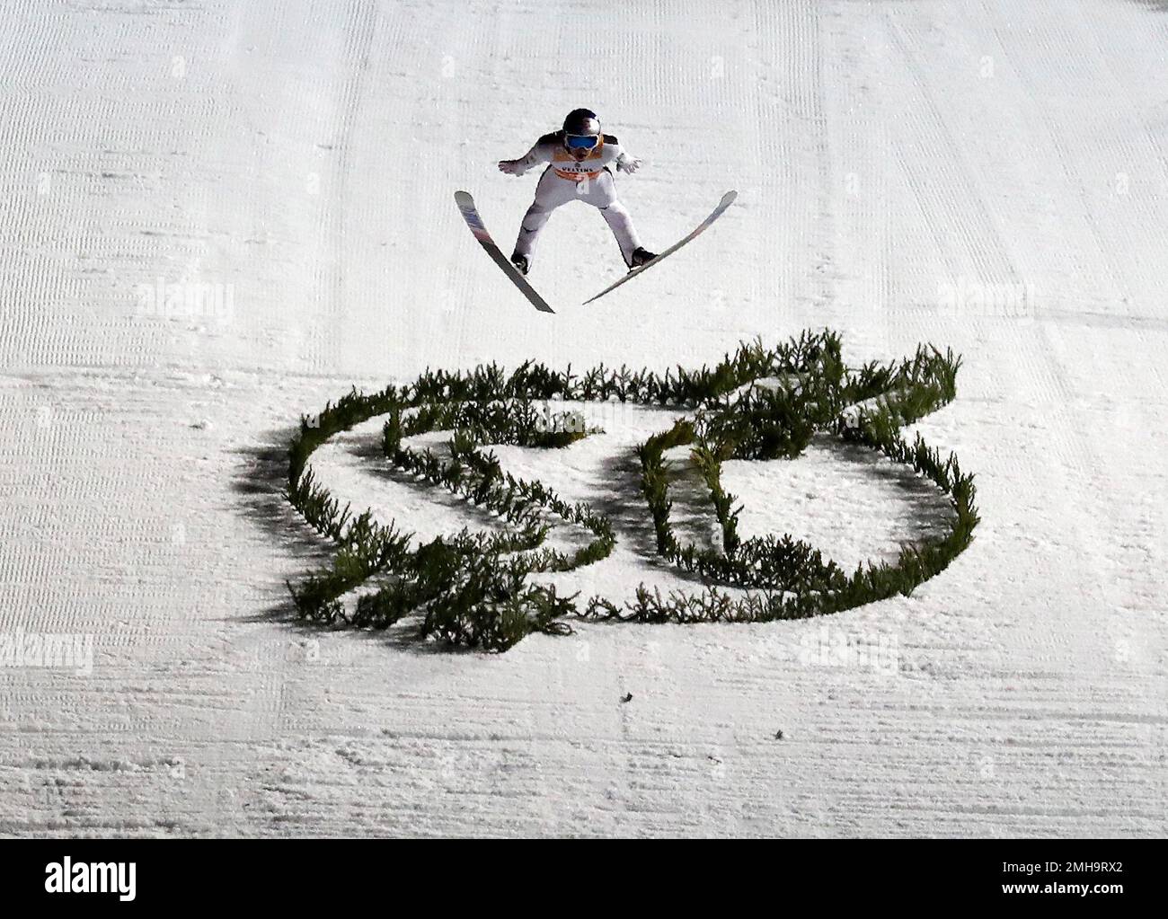 Japan's Ryoyu Kobayashi performs the first jump at the first stage of ...