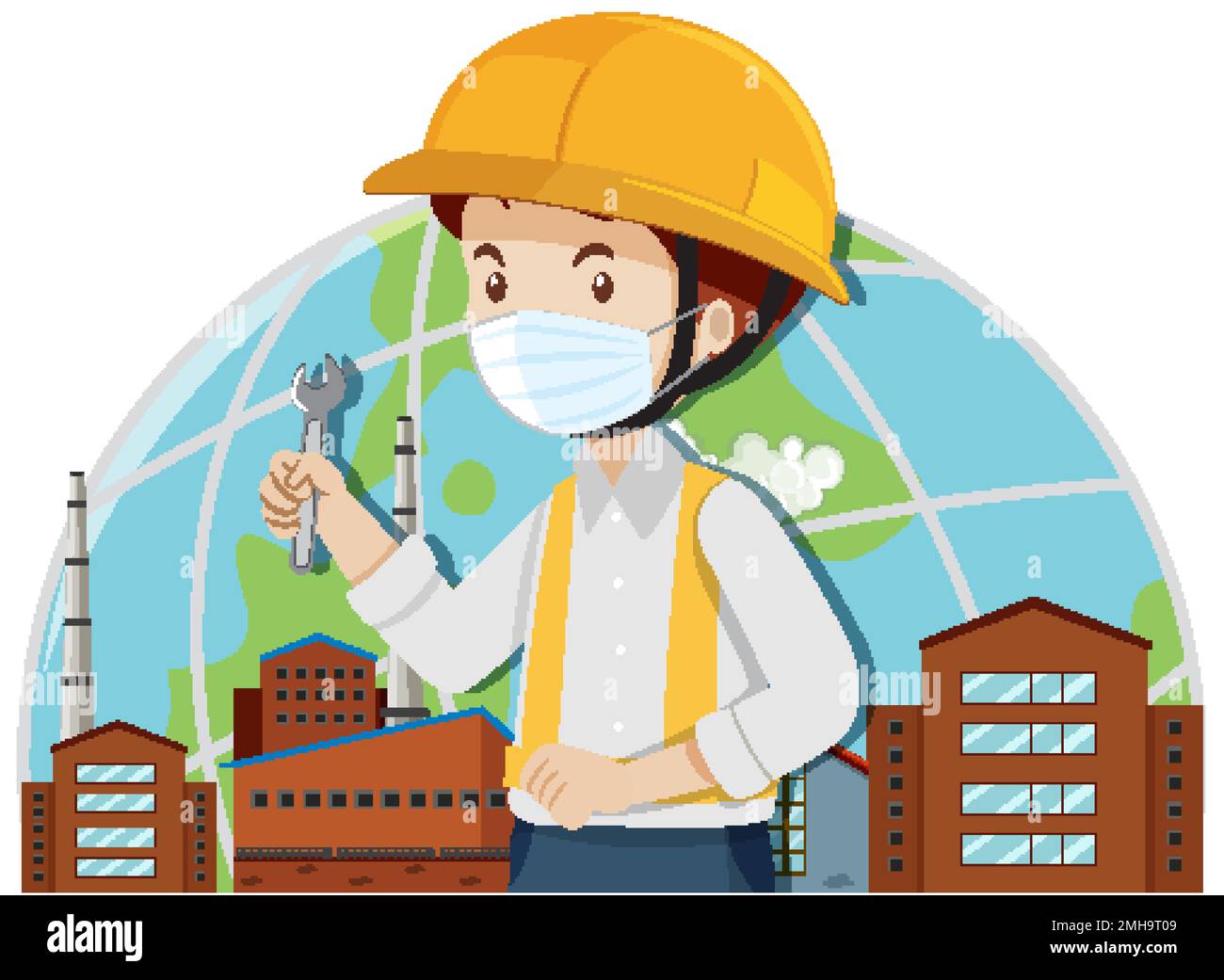 Engineer man wearing hard hat illustration Stock Vector Image & Art - Alamy