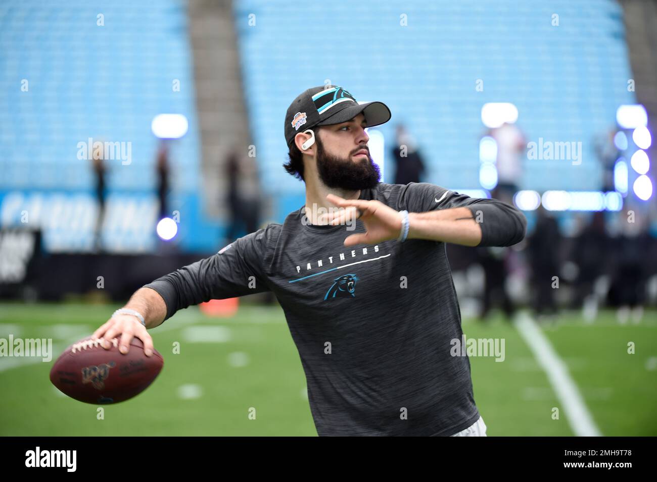 Carolina Panthers quarterback Will Grier warms up prior to an NFL ...