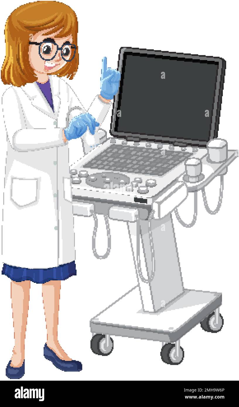 Doctor using ultrasound scanning machine illustration Stock Vector ...
