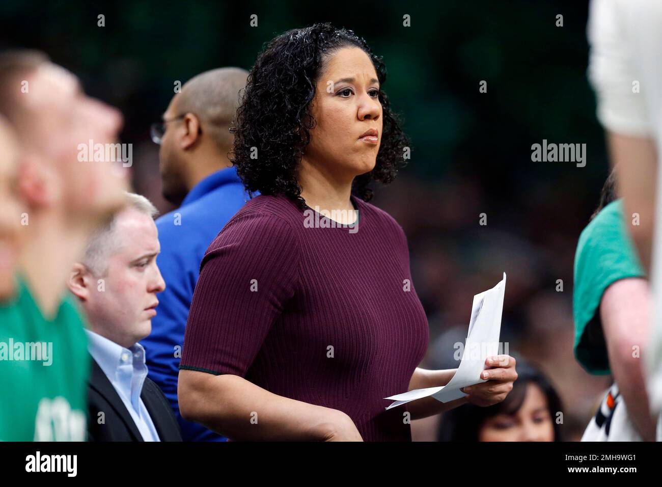 Boston Celtics assistant coach Kara Lawson during the first half on an ...