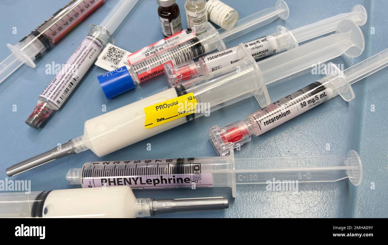 Hospital drugs propofol and narcotics anesthetics opioid pandemic Stock ...