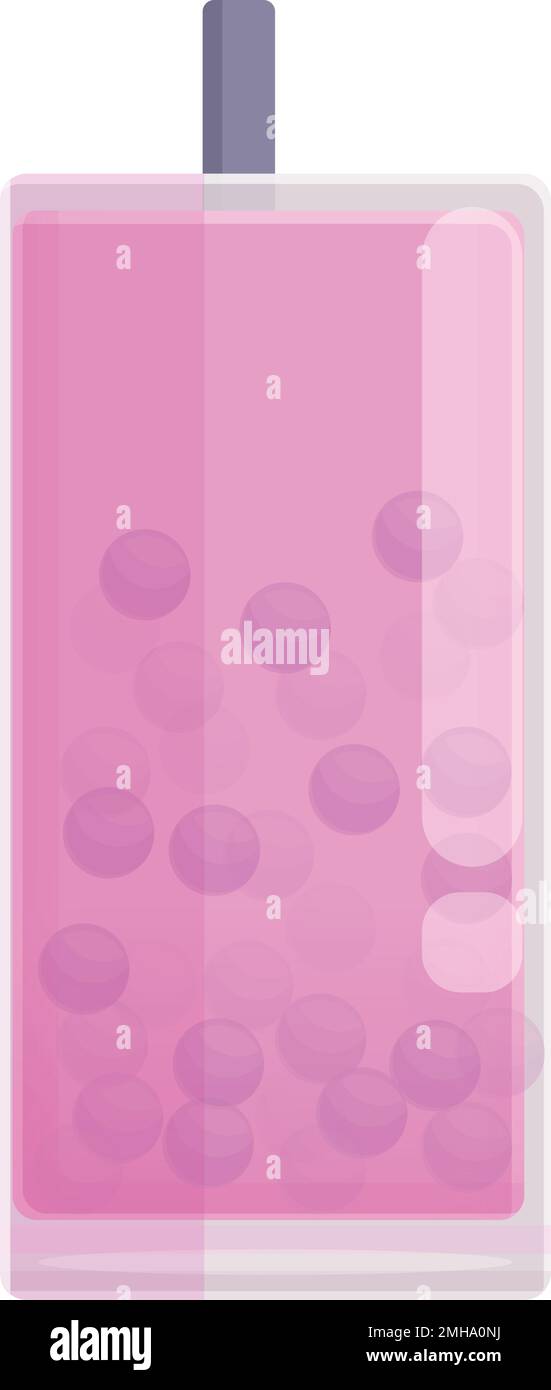 Pink bubble tea icon cartoon vector. Drink milk. Cute glass Stock ...