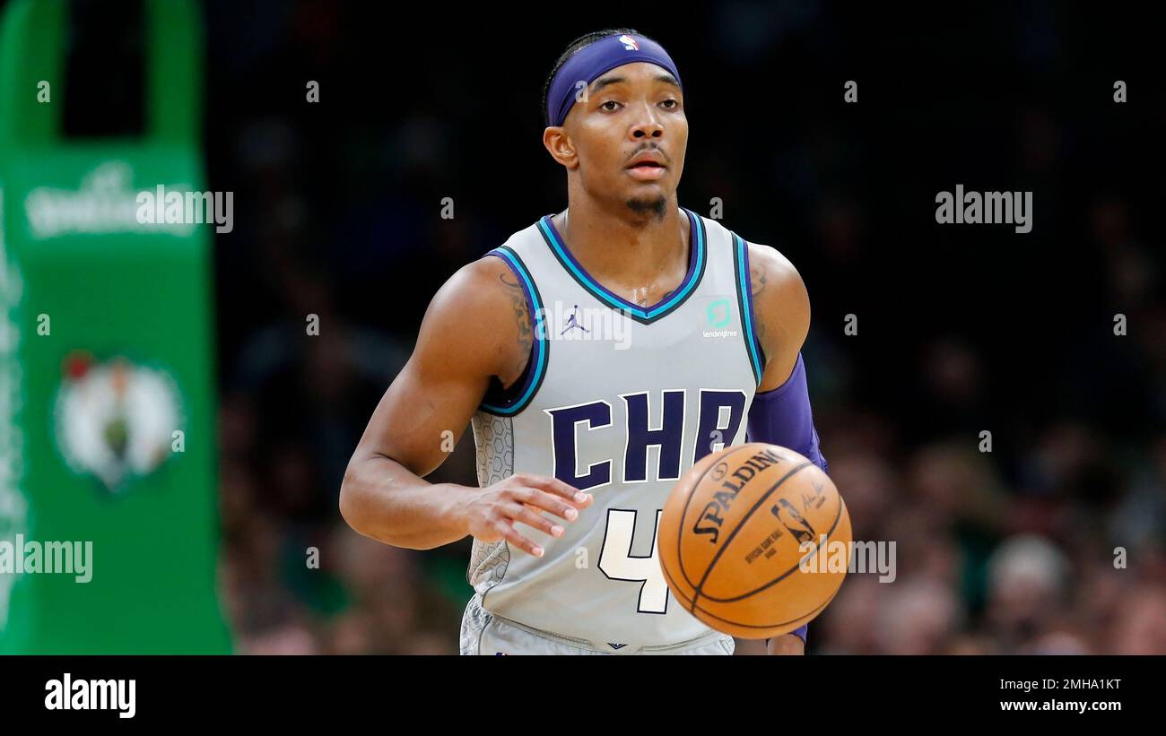 Charlotte Hornets' Devonte' Graham plays against the Boston Celtics ...