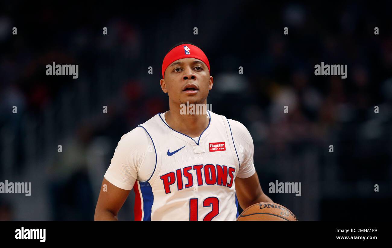 Detroit Pistons guard Tim Frazier brings the ball up court during the ...