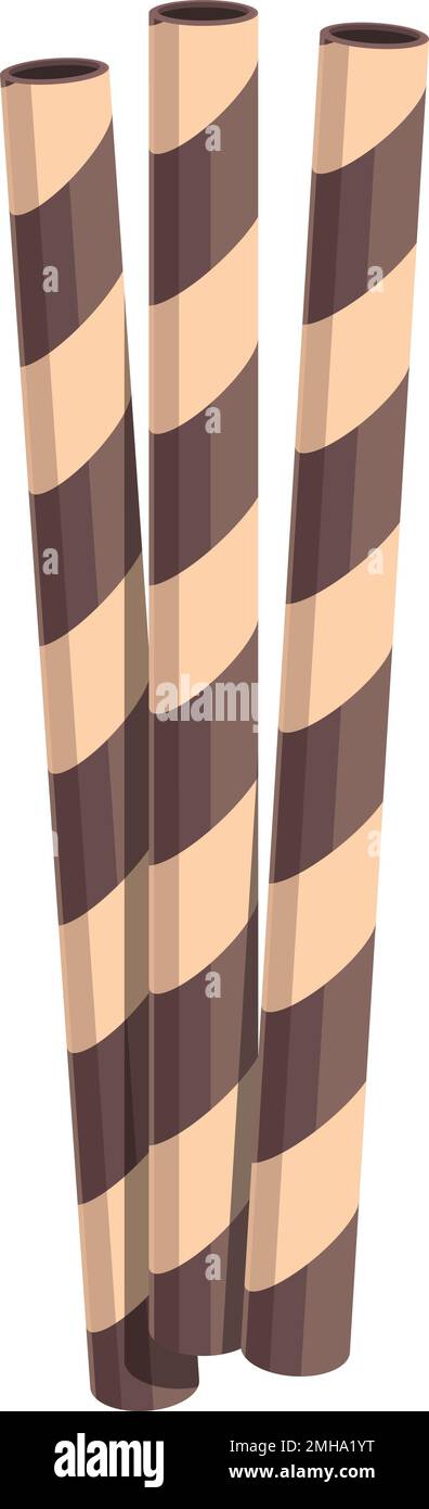 Cream wafer rolls icon cartoon vector. Stick biscuit. Roll choco Stock ...