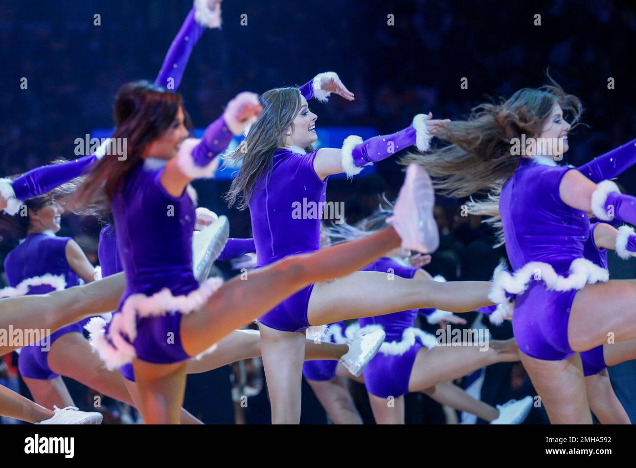 Los Angeles Lakers girls perform during an NBA basketball game between ...