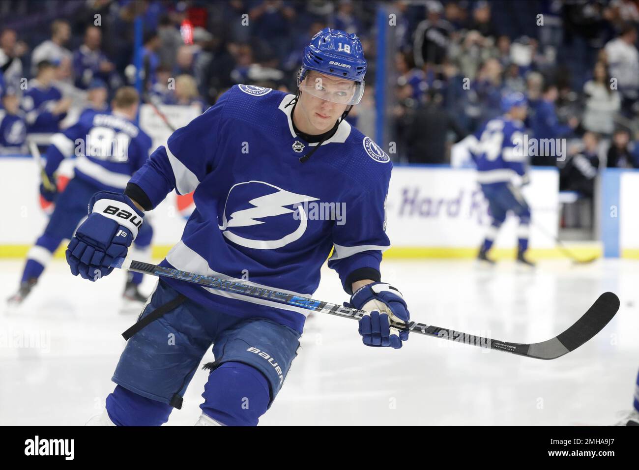 Tampa Bay Lightning left wing Ondrej Palat (18) before an NHL hockey ...