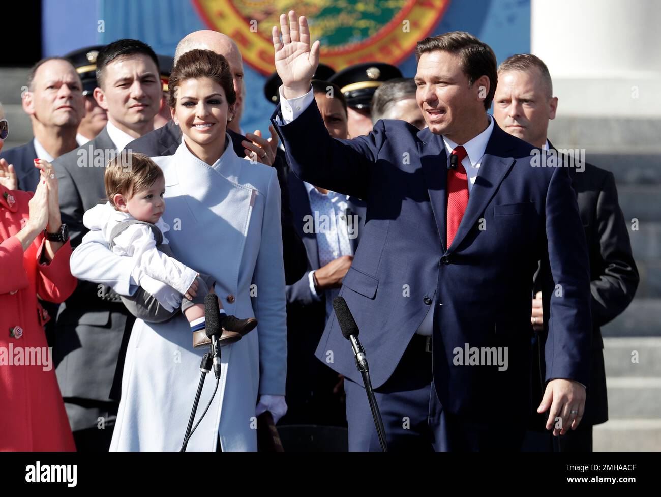 FILE- In this Jan. 8, 2019 file photo, Florida Gov. Ron DeSantis, right ...