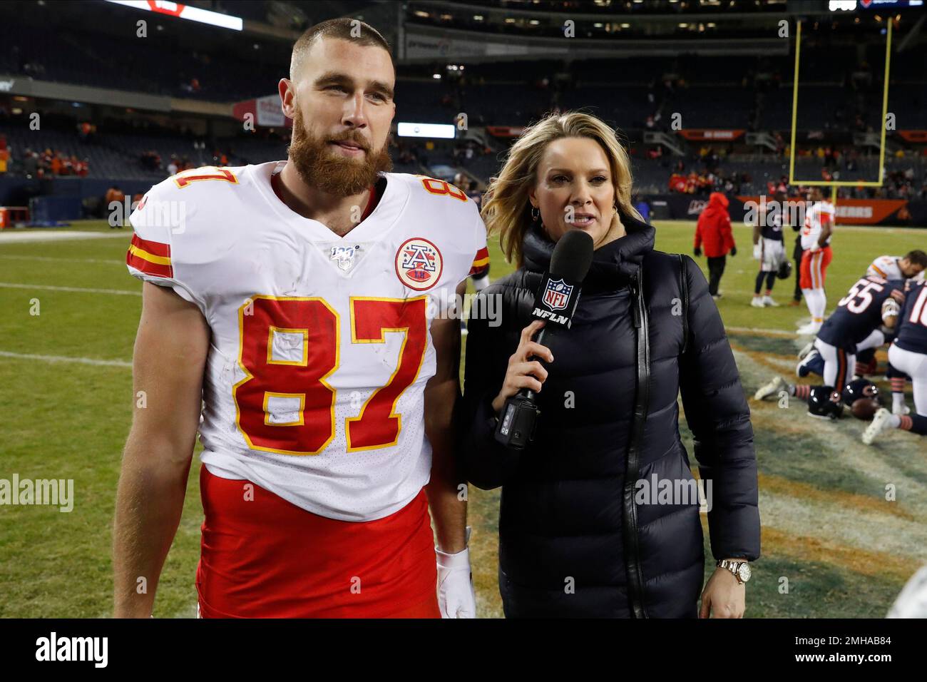 Stacey Dales, an NFL Network sideline reporter, interviews Kansas City ...