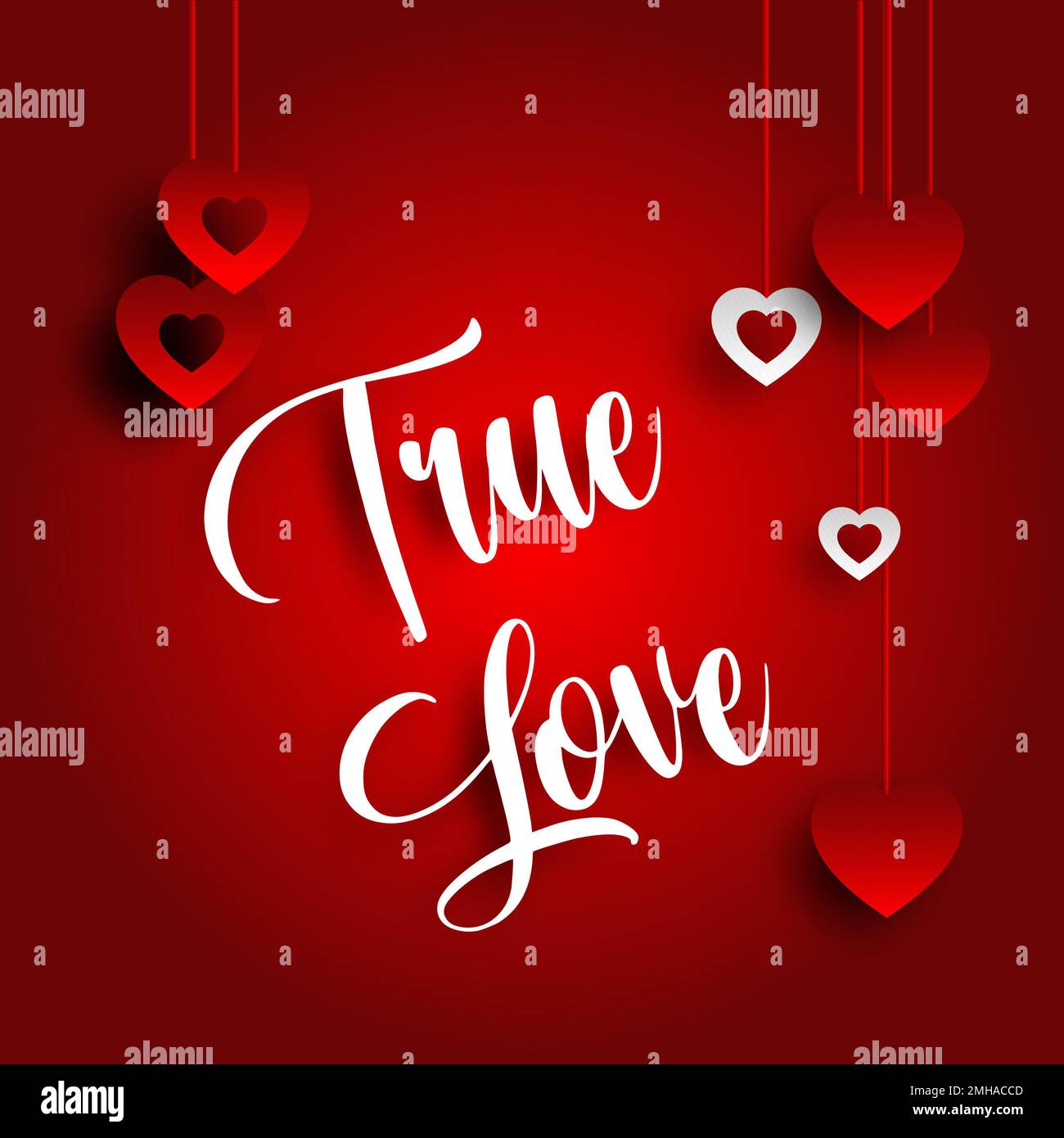 A dark red card bearing the phrase True Love Stock Photo - Alamy