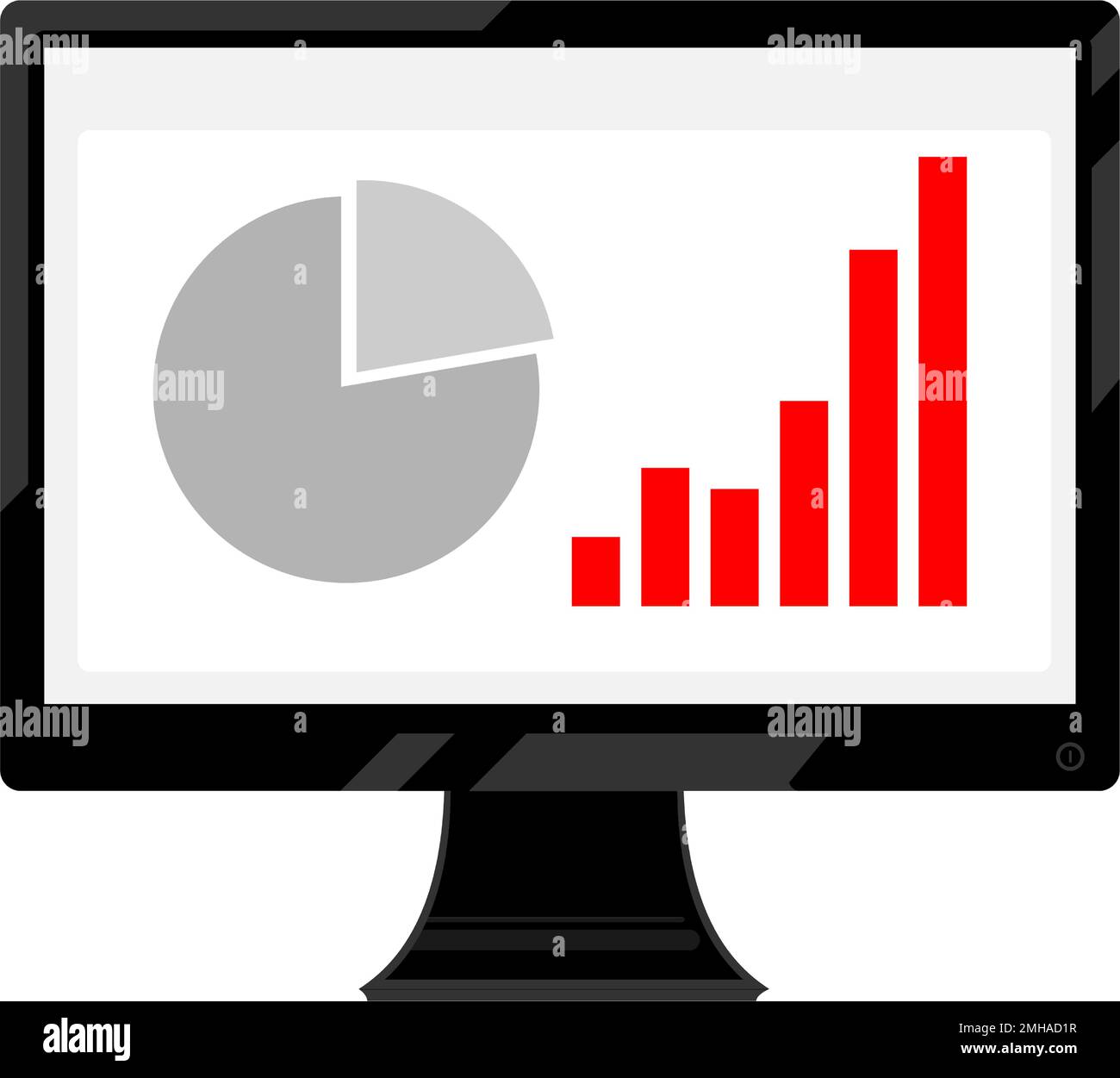A computer screen with a black frame showing an ascending curve graph 2 ...