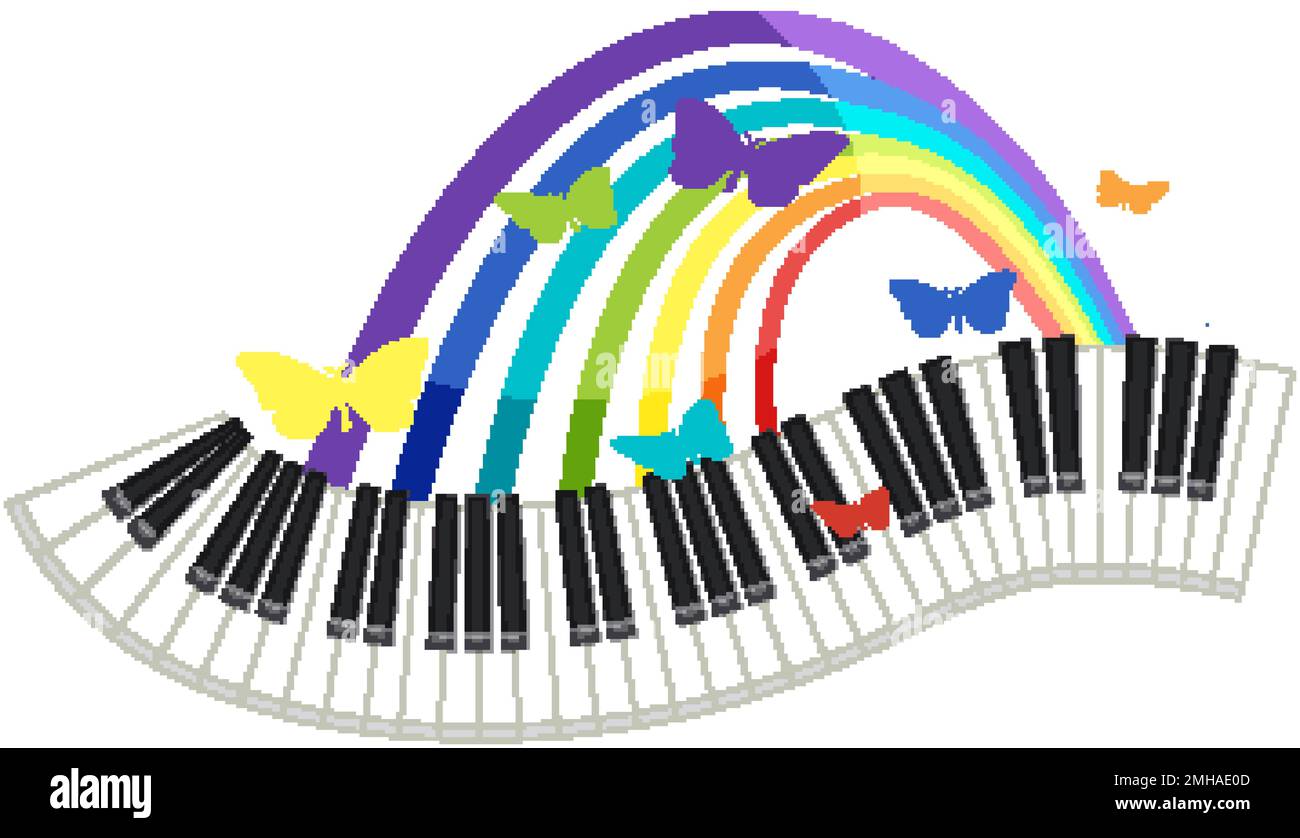Piano keyboard with rainbow illustration Stock Vector Image & Art - Alamy