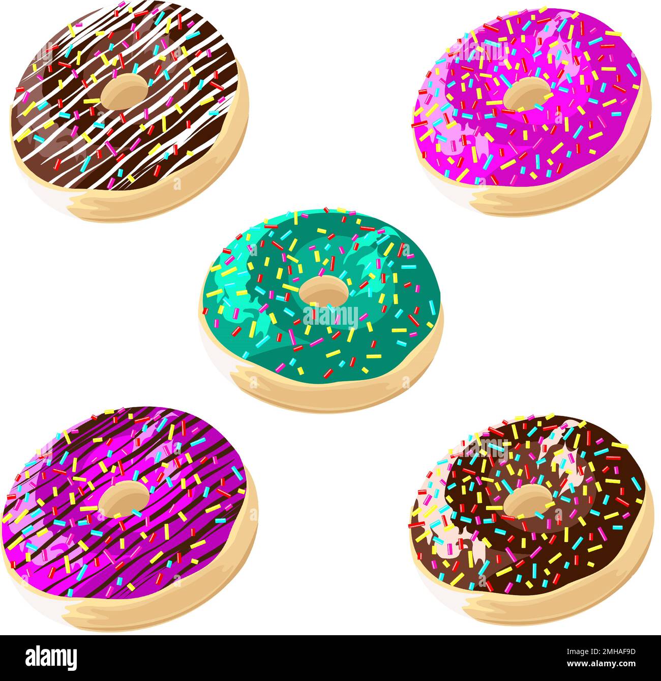 Three donuts with glaze and sprinkles on a white background Stock Photo ...