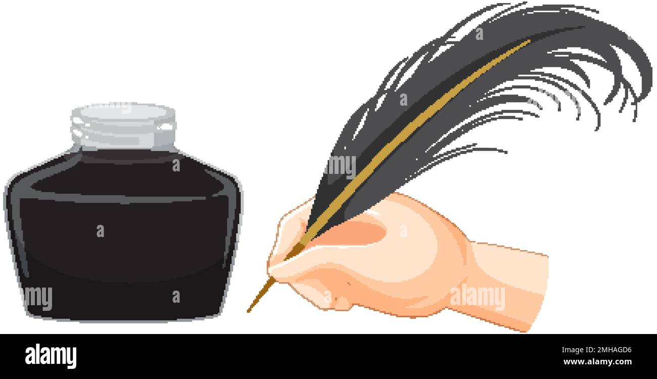 Black ink feather pen quill illustration Stock Vector Image & Art - Alamy